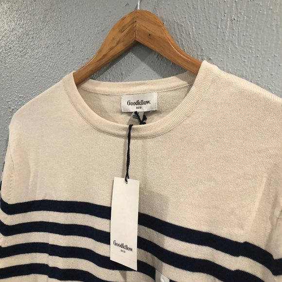 Goodfellow & Co | Sweaters | Goodfellow Cream Navy Striped Crew Neck ...